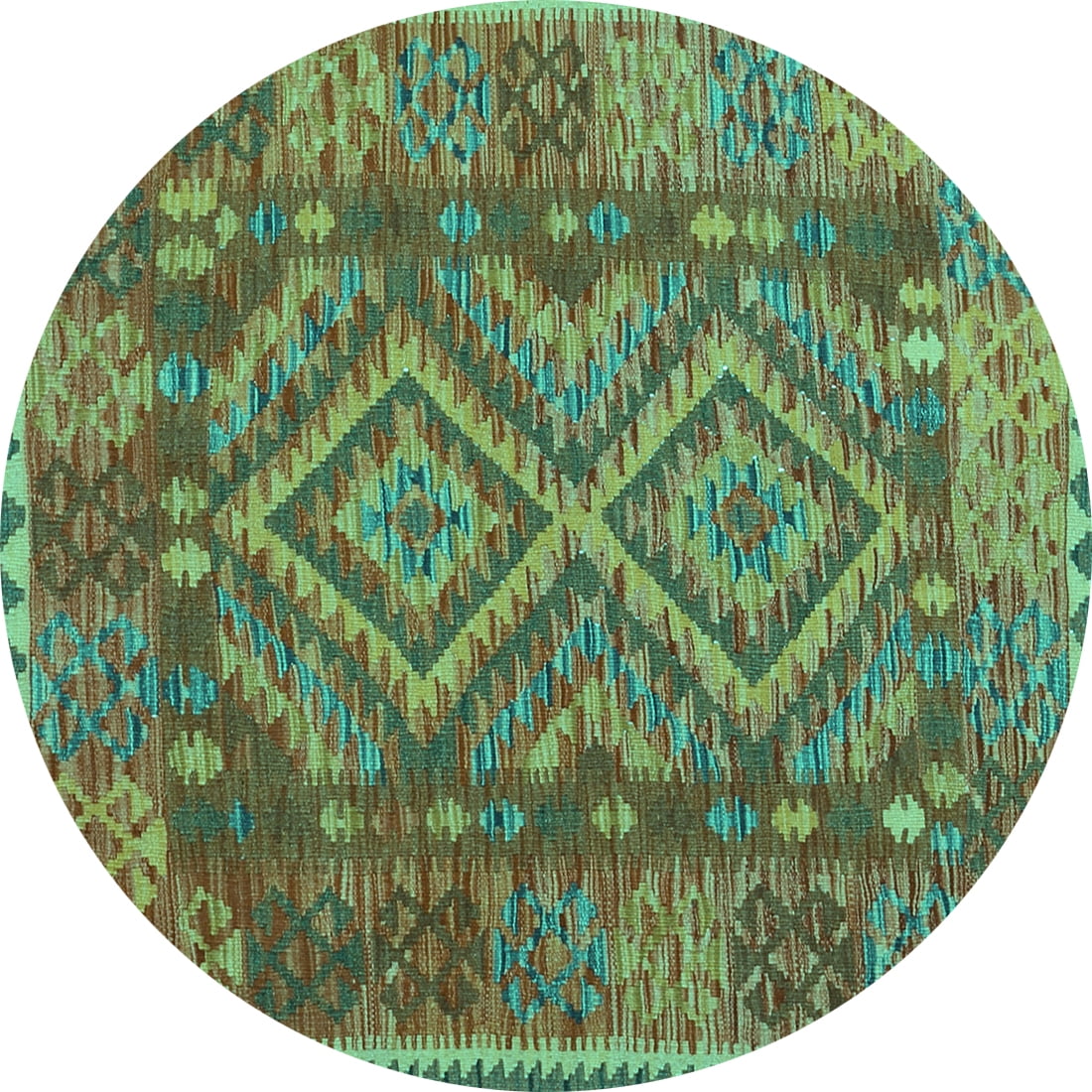 Ahgly Company Indoor Round Oriental Turquoise Blue Traditional Area ...