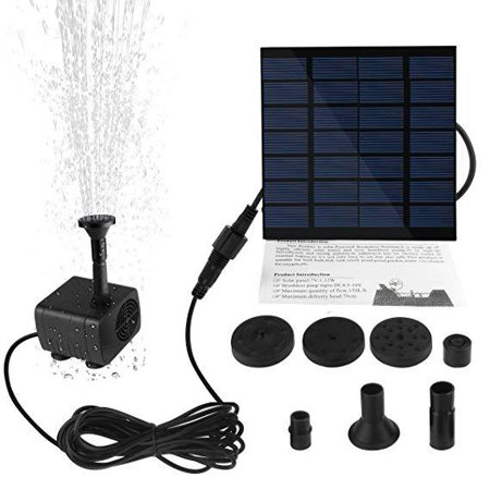 SHENMO Solar Fountain Pump, Mini Solar Water Feature Pump with 4 ...