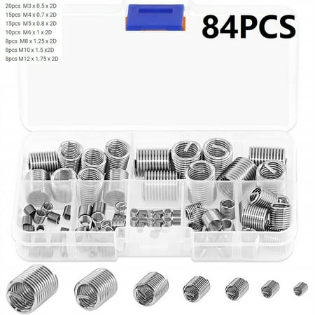 84Pcs 304 Stainless Steel Metric M3 M4 M5 M6 M8 M10 M12 Wire Thread ...