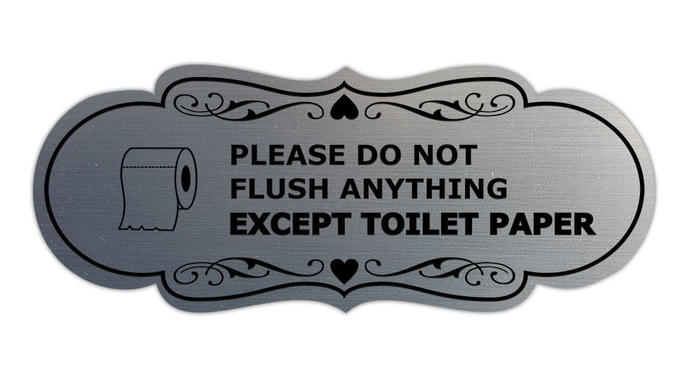 Designer Please Do Not Flush Anything Except Toilet Paper (Roll) Sign ...