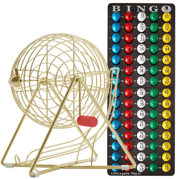 MR CHIPS 11 Inch Tall Professional Bingo Set with Steel Bingo Cage ...
