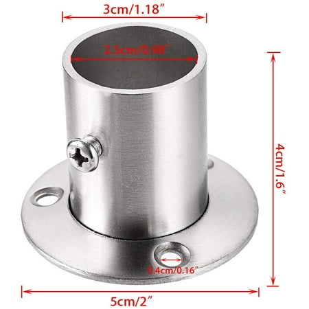 4 Packs Stainless Steel Pole Sockets Flange Rod Holder, Wall Mount Pipe ...