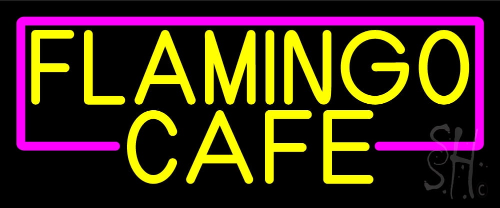 Flamingo Cafe LED Neon Sign 6 x 15 - inches, Clear Edge Cut Acrylic ...