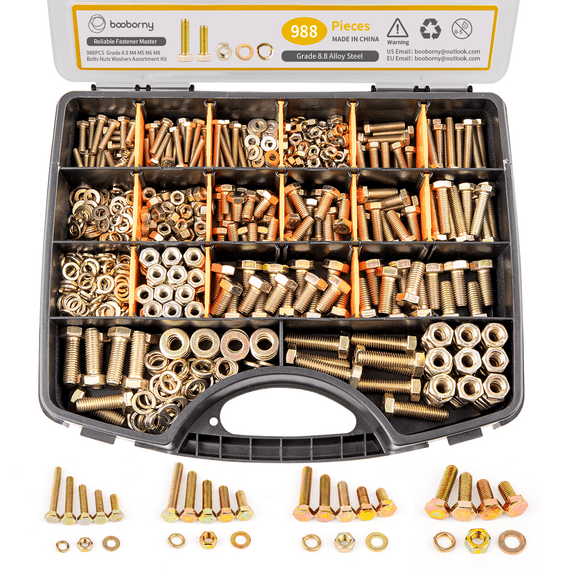 900pcs Metric Bolt Assortment Sets, M6 M8 M10 M12 Grade 8.8 Heavy Duty ...