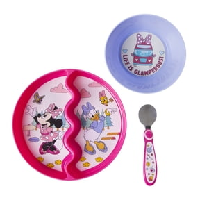 Disney Minnie Mouse 4-Piece Toddler Dinnerware Set: Plate, Bowl, Knife ...