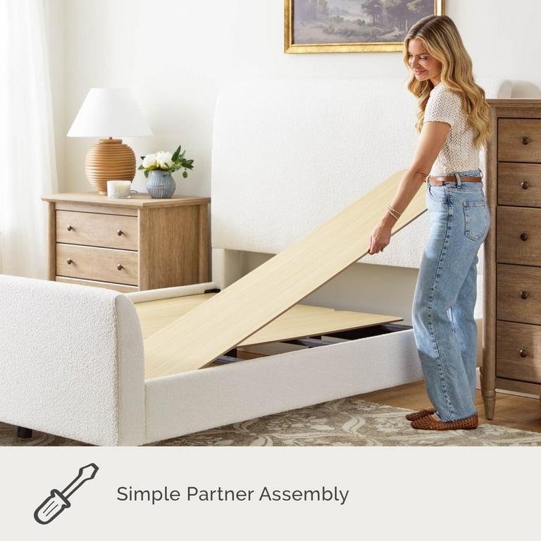 My Texas House Flynn Boucle Platform Bed Full Cream
