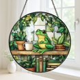 Bookshelf Frog Glass Suncatcher Window Hanging, Lighthearted Storybook ...