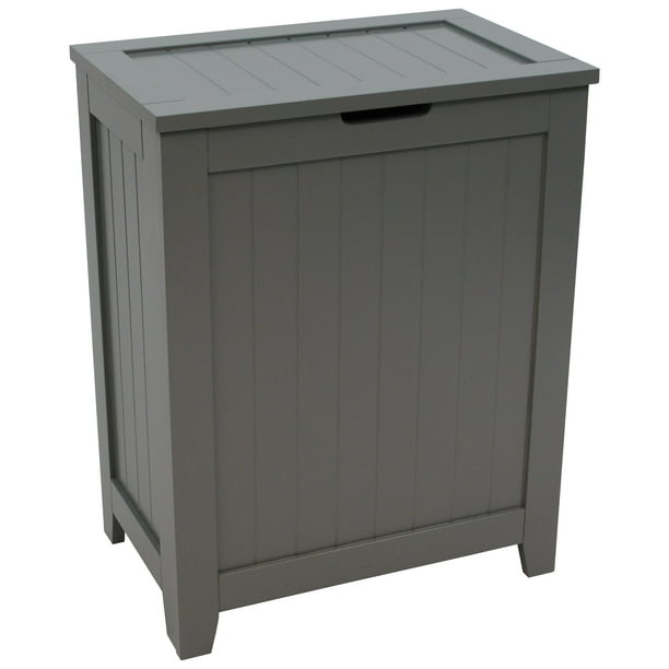 Redmon Contemporary Country Collection Plastic Laundry Hamper, Grey ...