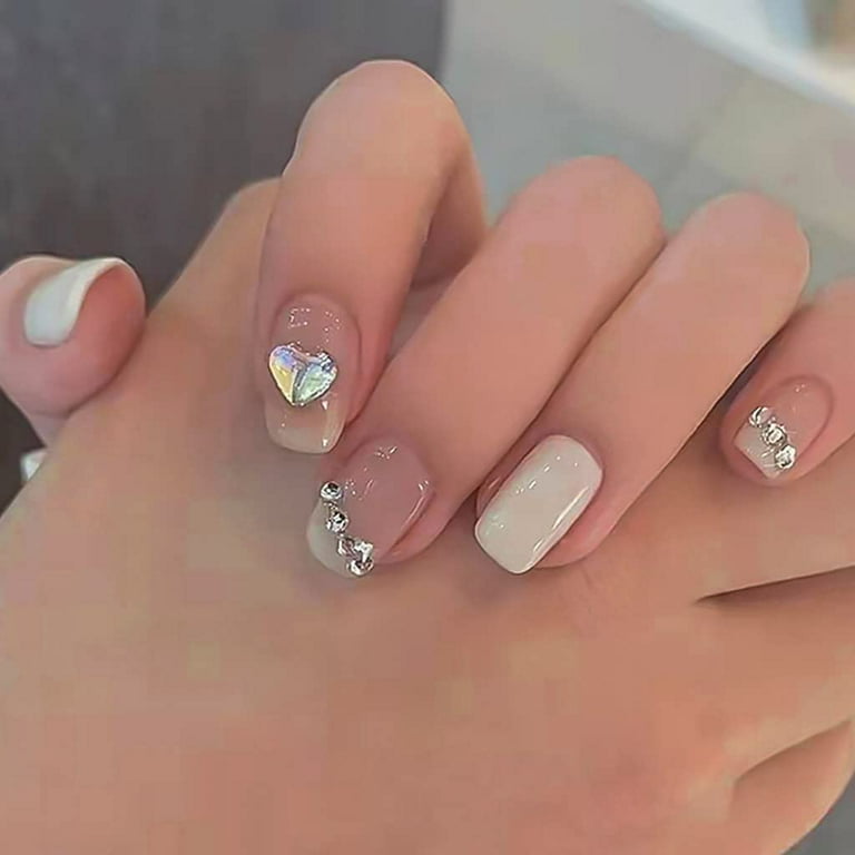 Acrylic Nails With Simple Rhinestones