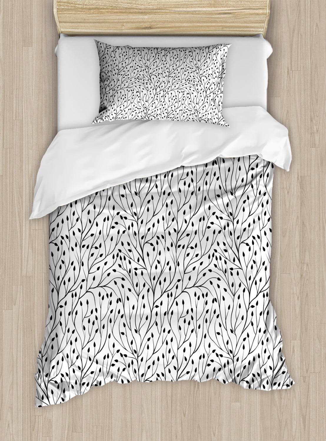 Black and White Twin Size Duvet Cover Set, Monochrome Wedding Themed ...