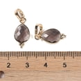 10 pc Natural Smoky Quartz Faceted Pendans Golden Plated Brass Teardrop ...