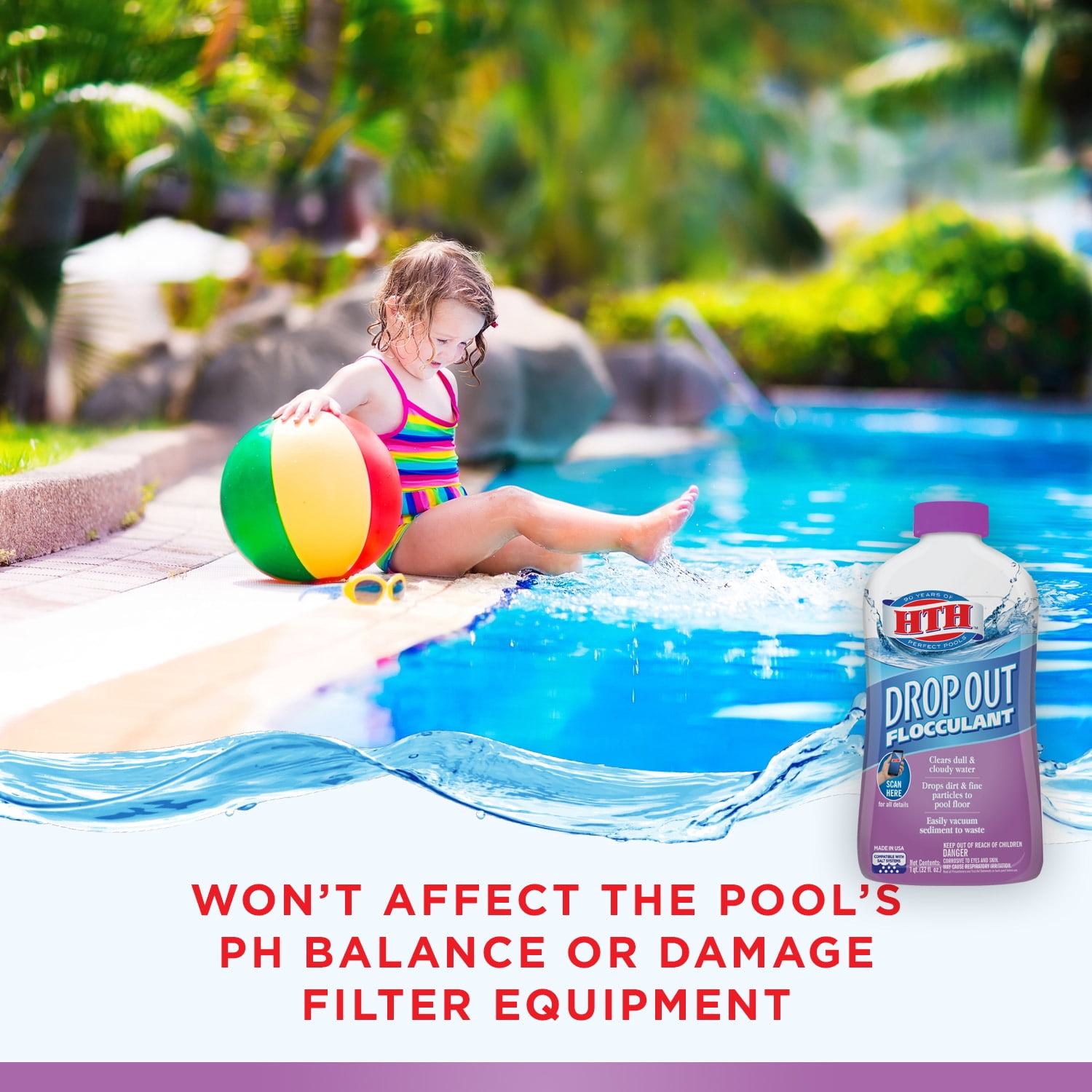 HTH Drop Out Flocculant for Pools, Drops Particles Overnight, 1 Qt Best ...