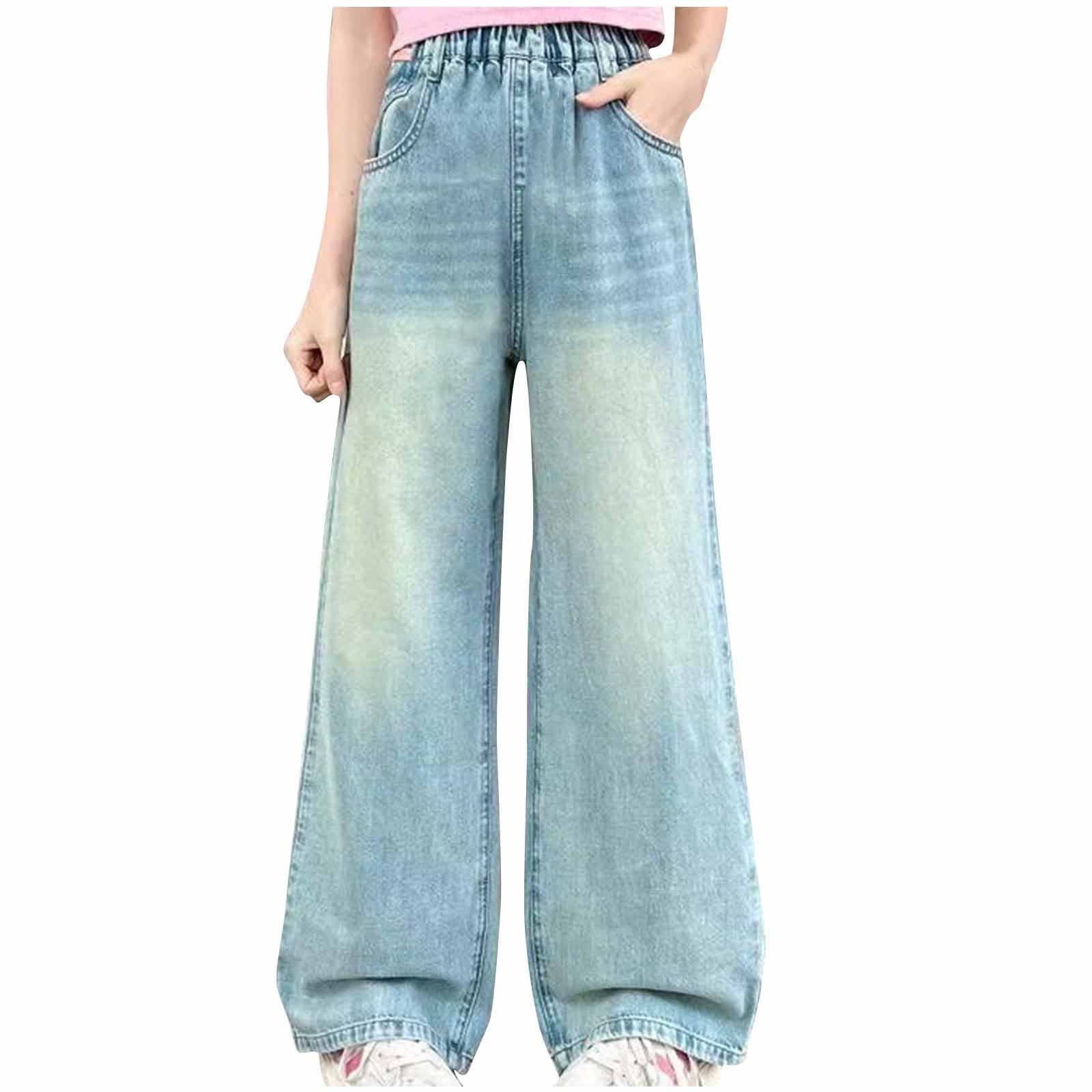 Click here for Lovzfmll Girls Jeans Heart Straight Wide-Leg Loose... prices