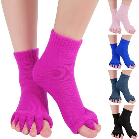 5 Pairs Toe Separator Socks Foot Alignment Socks with Toe Separators ...