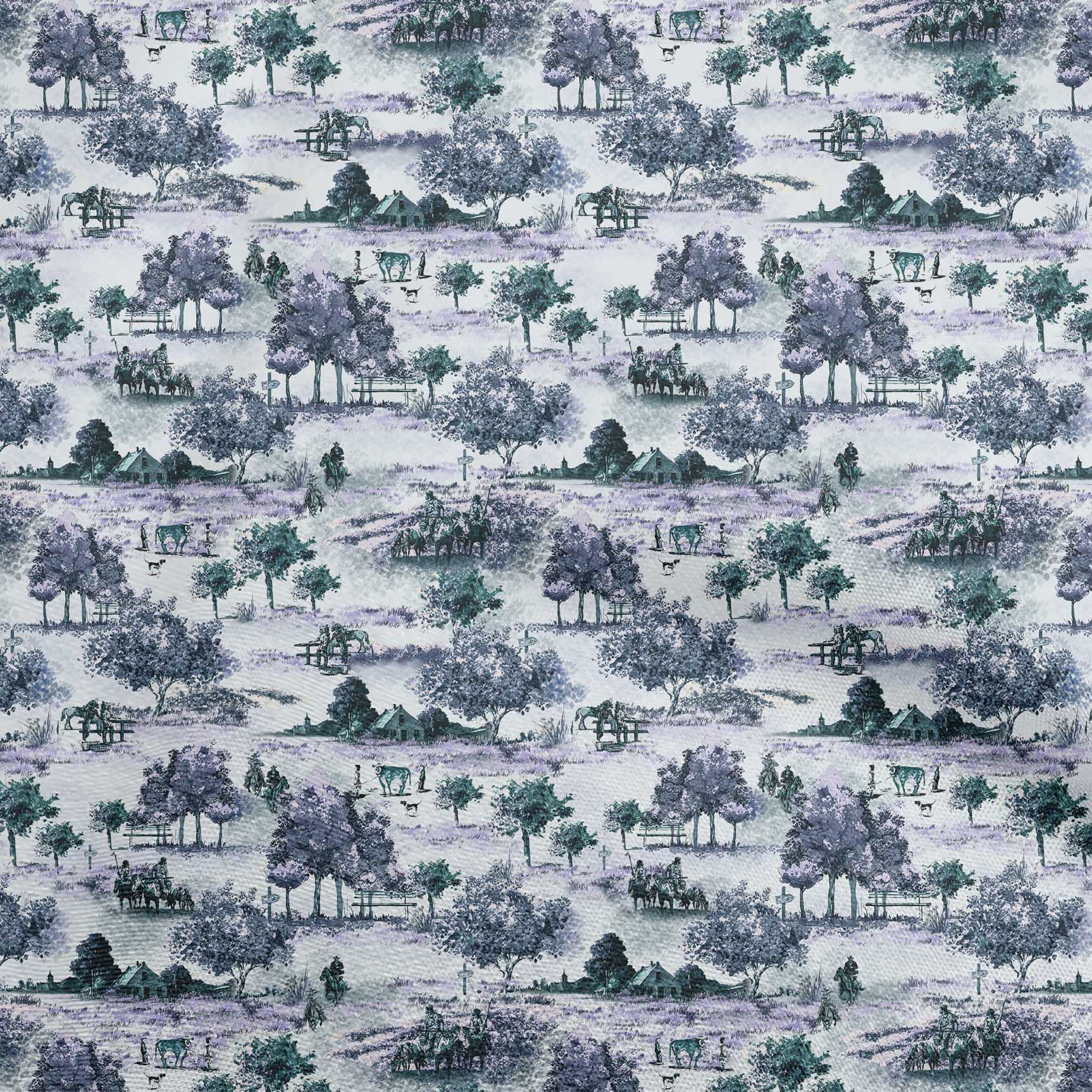 oneOone Silk Tabby Blue Fabric Cowboy Sewing Material Print Fabric By ...