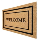First Concept 18 in. W X 30 in. L Black/Brown Welcome Coir Door Mat ...
