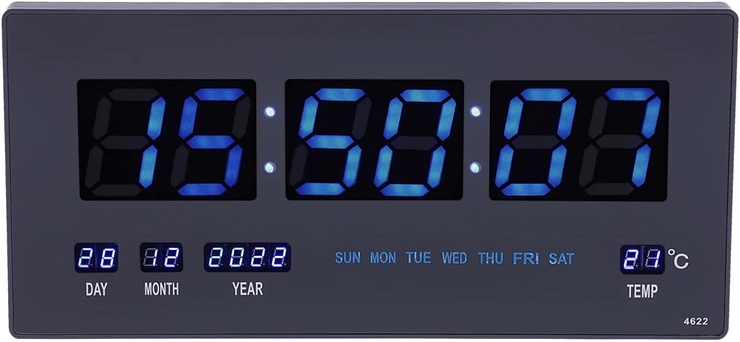 Miumaeov 18.5Inch LED Digital Wall Clock, Large Wall Mounted Clock with ...