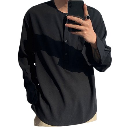 INCERUN Men's Kpop Casual Elegant Long Sleeve Basic Tops Shirts Simple ...