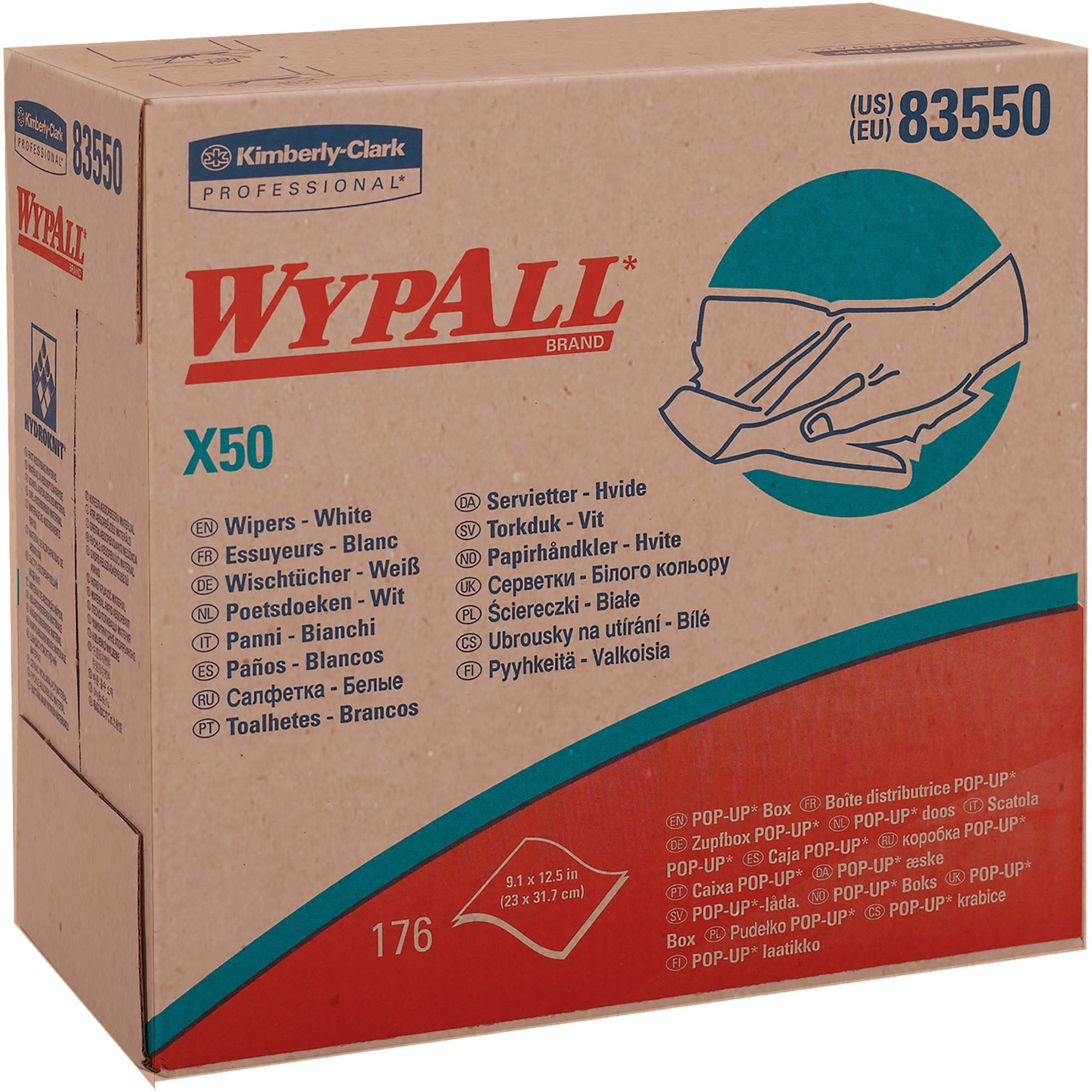 Wypall X50 Disposable Cloths (83550), Strong for Extended Use, POP-UP ...