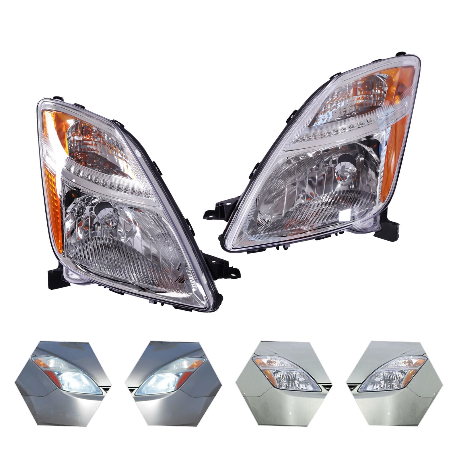 Headlights Assembly For Toyota Prius 2004 2005 2006 Halogen Headlamps L ...