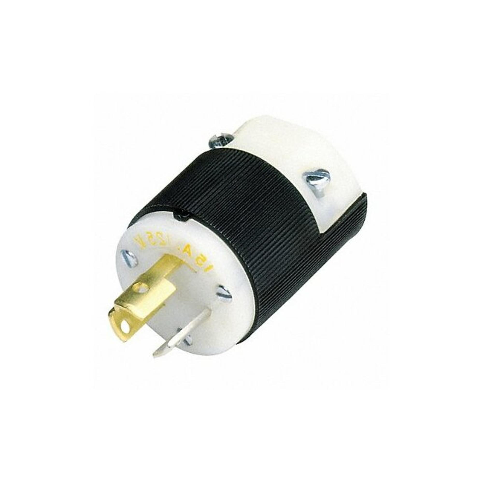 Hubbell HBL4570C 15A 250V NEMA L6-15P Black and White Nylon Locking ...