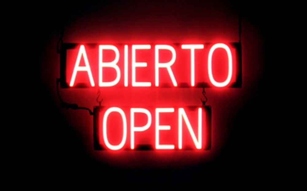 SpellBrite ABIERTO OPEN Neon-LED Sign for Business. 25.2" x 15.0" Ultra ...