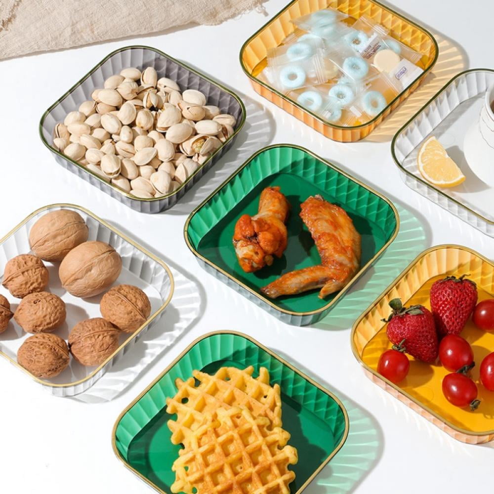 Square Striped Food Tray Transparent Fruit Dish Candy Cake Plate ...