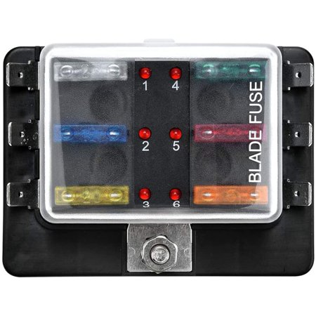 Qiorange 6 Way Blade Fuse Box Holder DC 12V-24V with Warning Light Kit ...