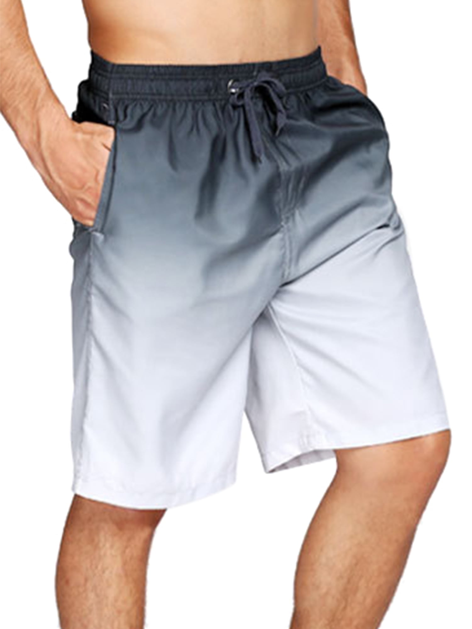 Mens Swimming Swim Shorts Elastic Waist Pockets Surf Summer Gradient
