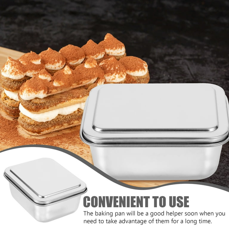 Tiramisu Tray Deep Pan Stainless Steel Covered Cake Pan - Deep Baking ...