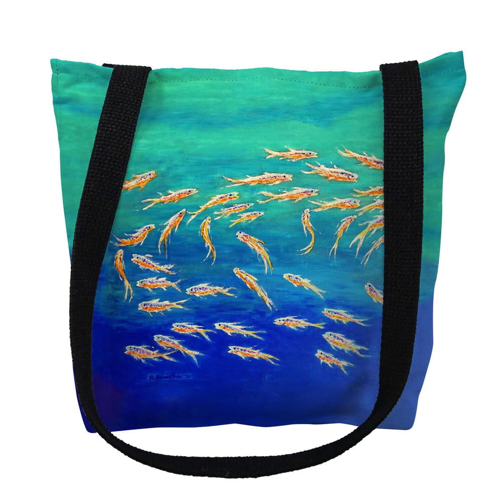 Betsy Drake Interiors Schooling Fish Medium Tote Bag 16x16 - Walmart.com