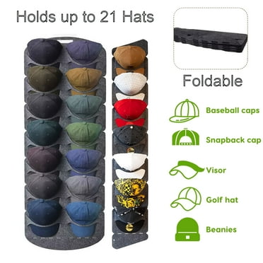 Baseball Hat Rack Over-The-Door Cap Organizer with 24 Clear Pockets & 2 ...