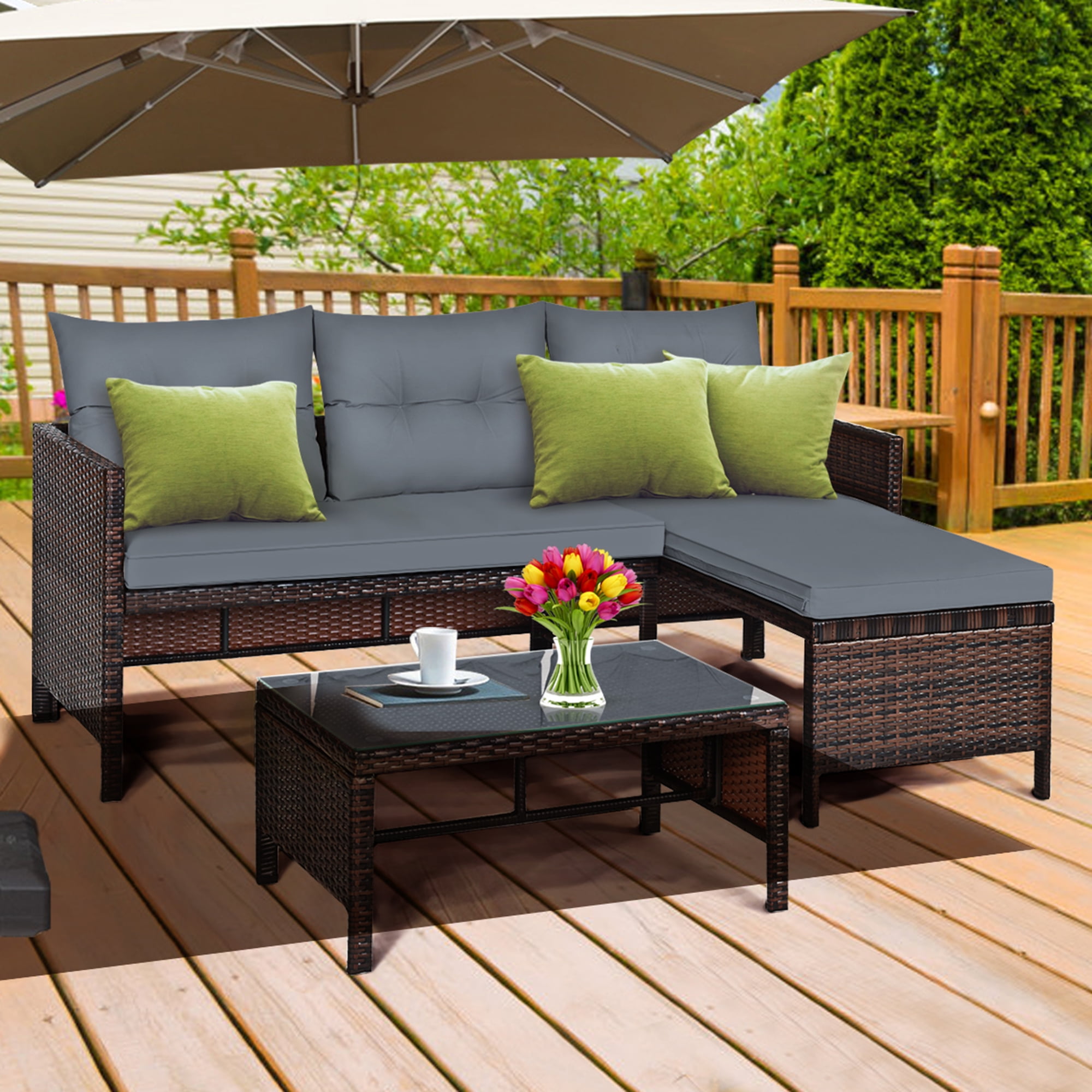 Click here for Gymax 3pcs Outdoor Rattan Furniture Set Patio Couc... prices