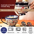 17.6oz Bohemian Ceramic Coffee Mug Set with Lid Spoon,Hand Painted ...