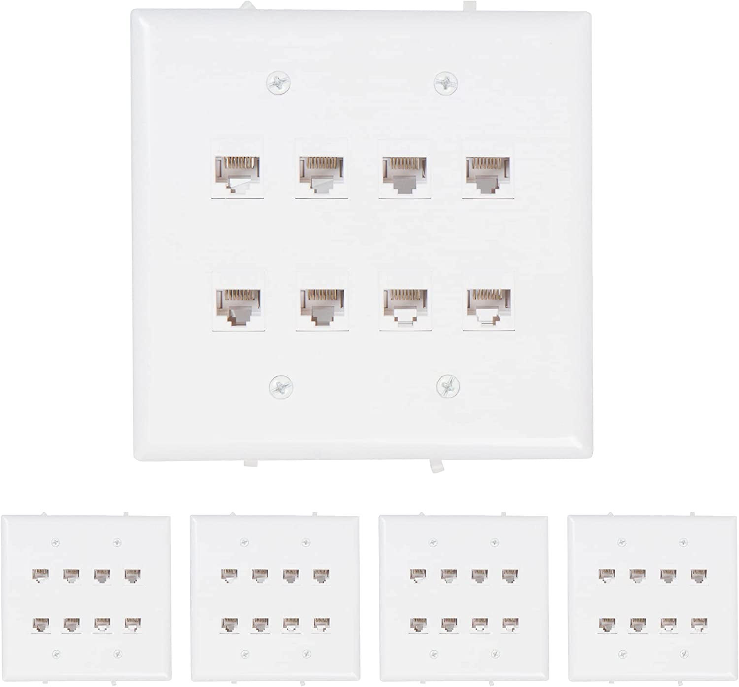 Buyer’s Point 8 Port Gang Ethernet Cat6 RJ45 Network Wall Plate – White ...