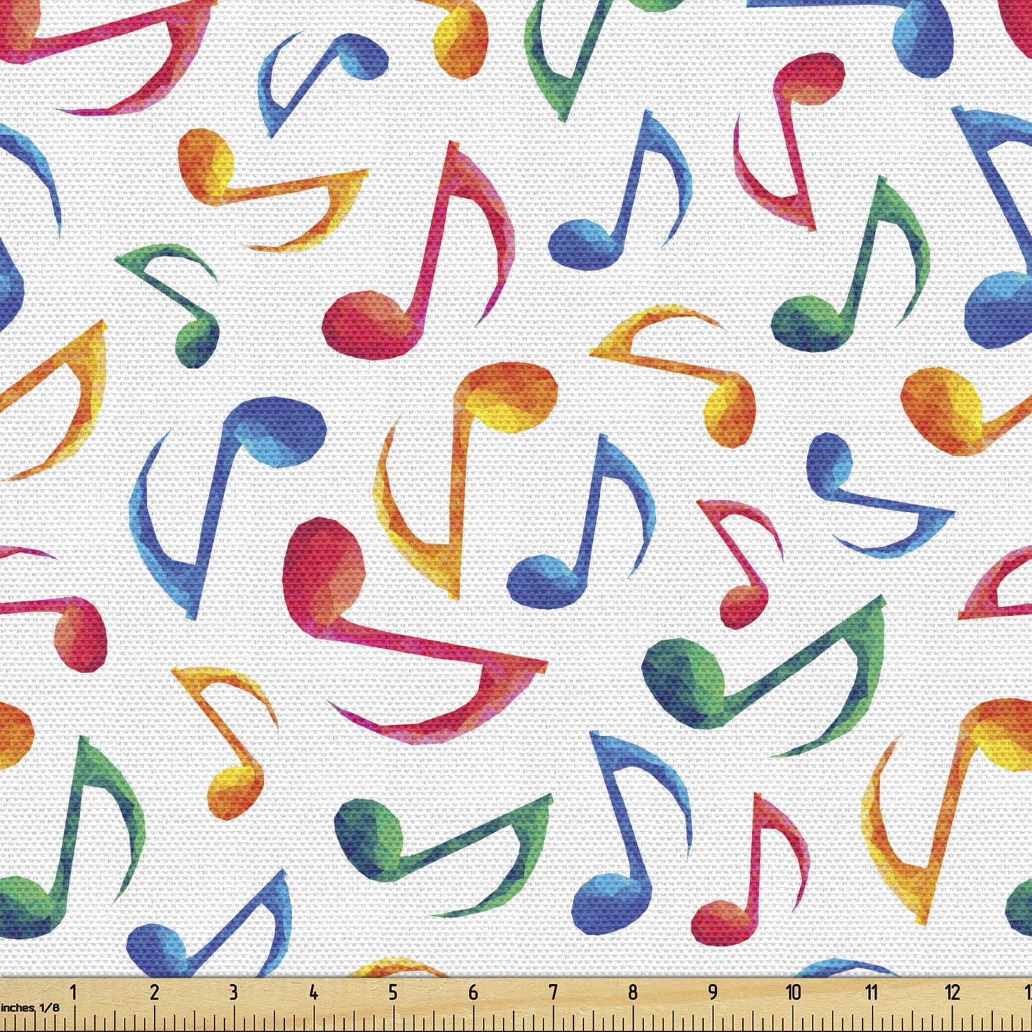 Music Fabric by the Yard, Musical Notes Melody Beats Watercolor Radio ...