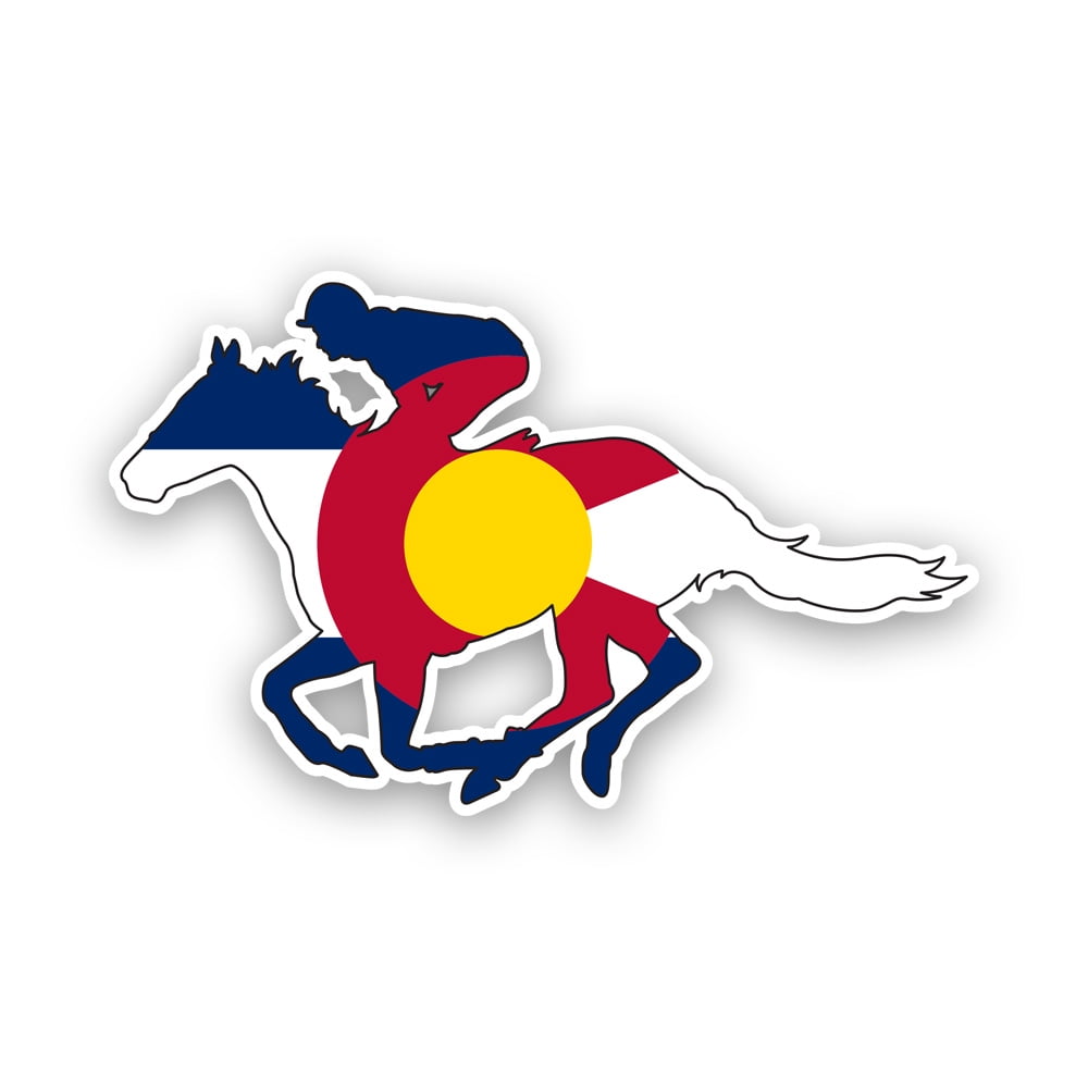 Colorado CO Horse Racing State Flag Sticker Decal - Self Adhesive Vinyl ...