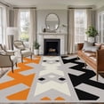 Abstract Art Washable Area Rug 6x9 Blue Black Orange Line Simple Gray ...