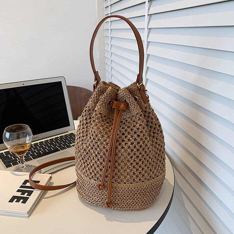 Click here for Choks Chok Woven Straw Bag Ladies Bucket Crossbody... prices