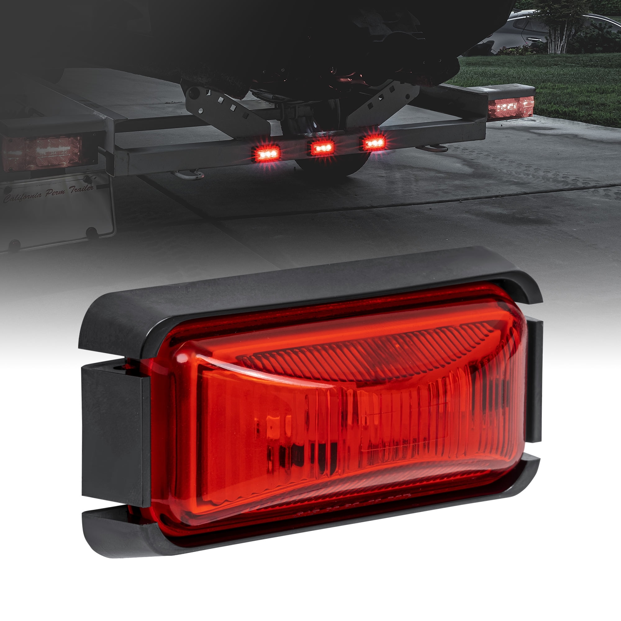 2.5" Red LED Trailer Side Marker Light Black Bezel DOT FMVSS 108 SAE ...