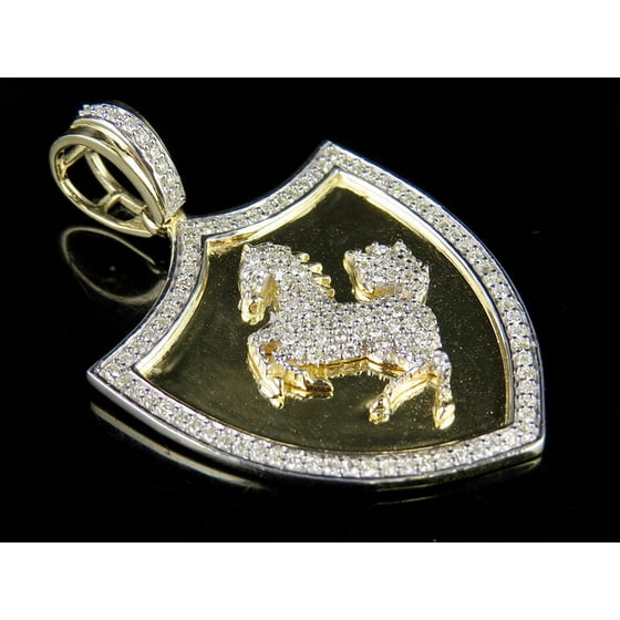 Jewelry Unlimited - 10K Yellow Gold Ferrari Logo Horse Shield Genuine ...