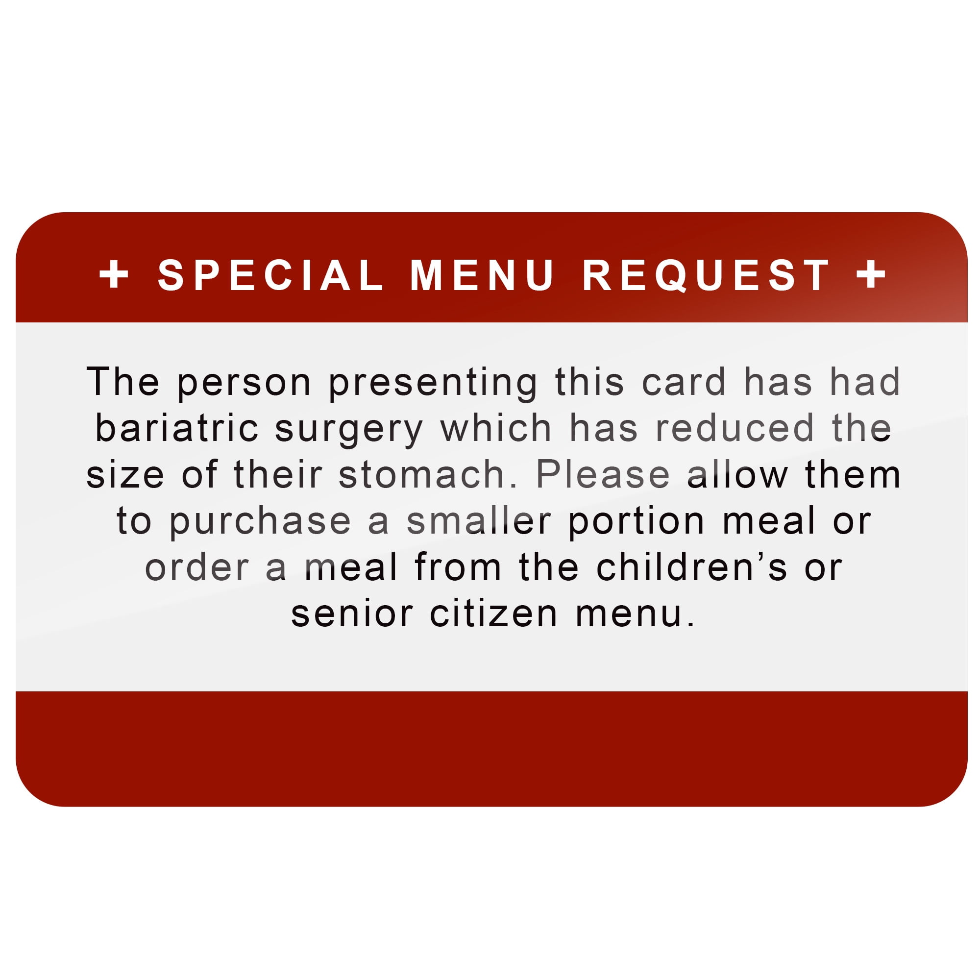 Buy Bariatric Patient Restaurant Special Menu Request Card 1 Pack buy-bariatric-patient-restaurant-special-menu-request-card-1-pack