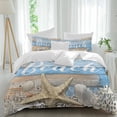 4 Piece Duvet Cover Set Queen, Summer Beach Starfish Shell Soft ...