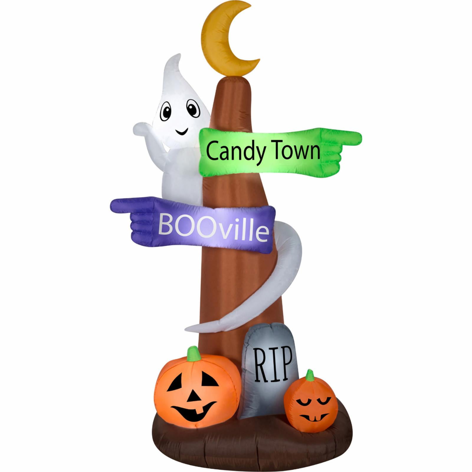 Gemmy Ghost Wrapped Around Sign Post Halloween Outdoor Inflatable ...