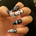 Hadred Fake Nails Halloween Extra Long Press On Nails Coffin Glossy