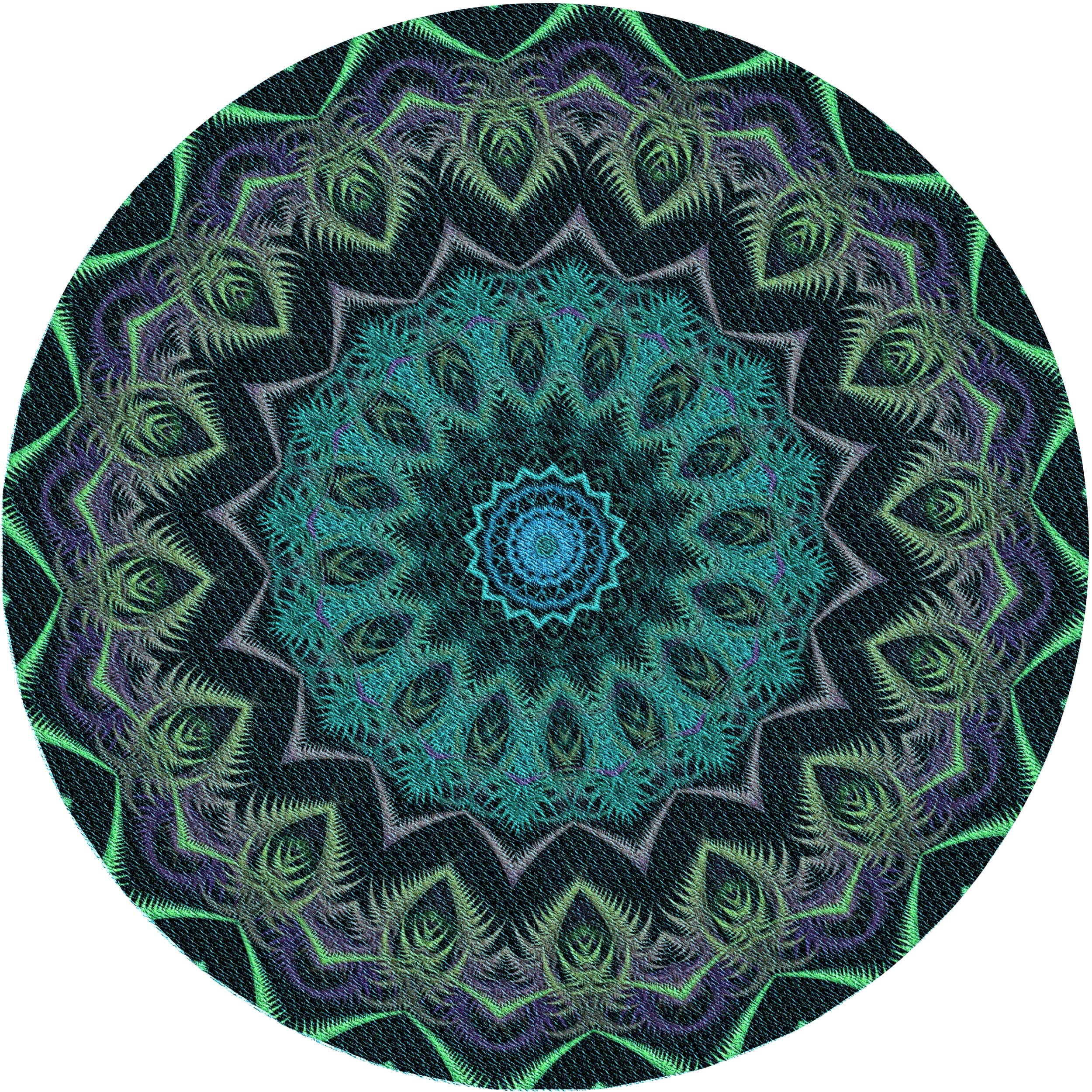 Ahgly Company Machine Washable Indoor Round Transitional Deep Teal ...