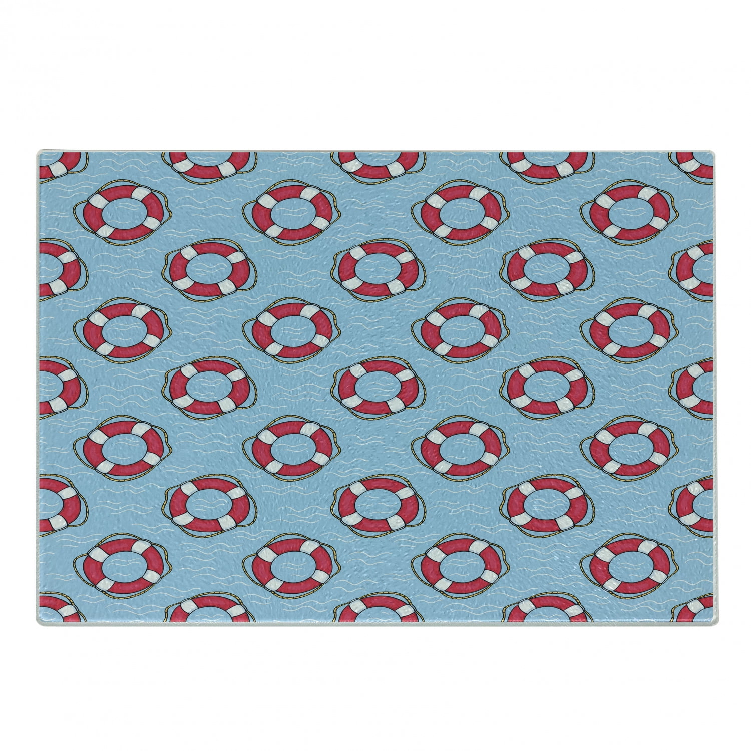 Coastal Cutting Board, Pattern with Floating in Ocean Swimming Urgency ...