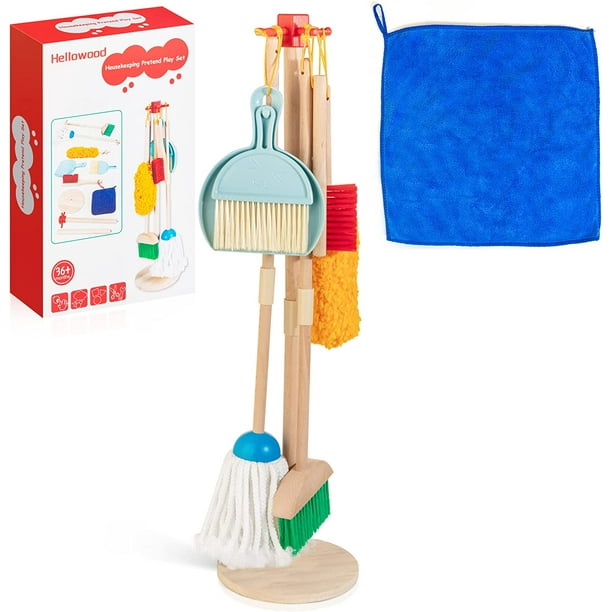 Kids Cleaning Set, 8 pcs Housekeeping Pretend Play Set Includes Broom ...