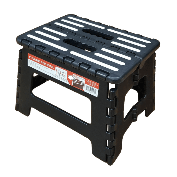 House 2 Home 9" Plastic 1 Step Folding Step Stool Black with White Grip ...