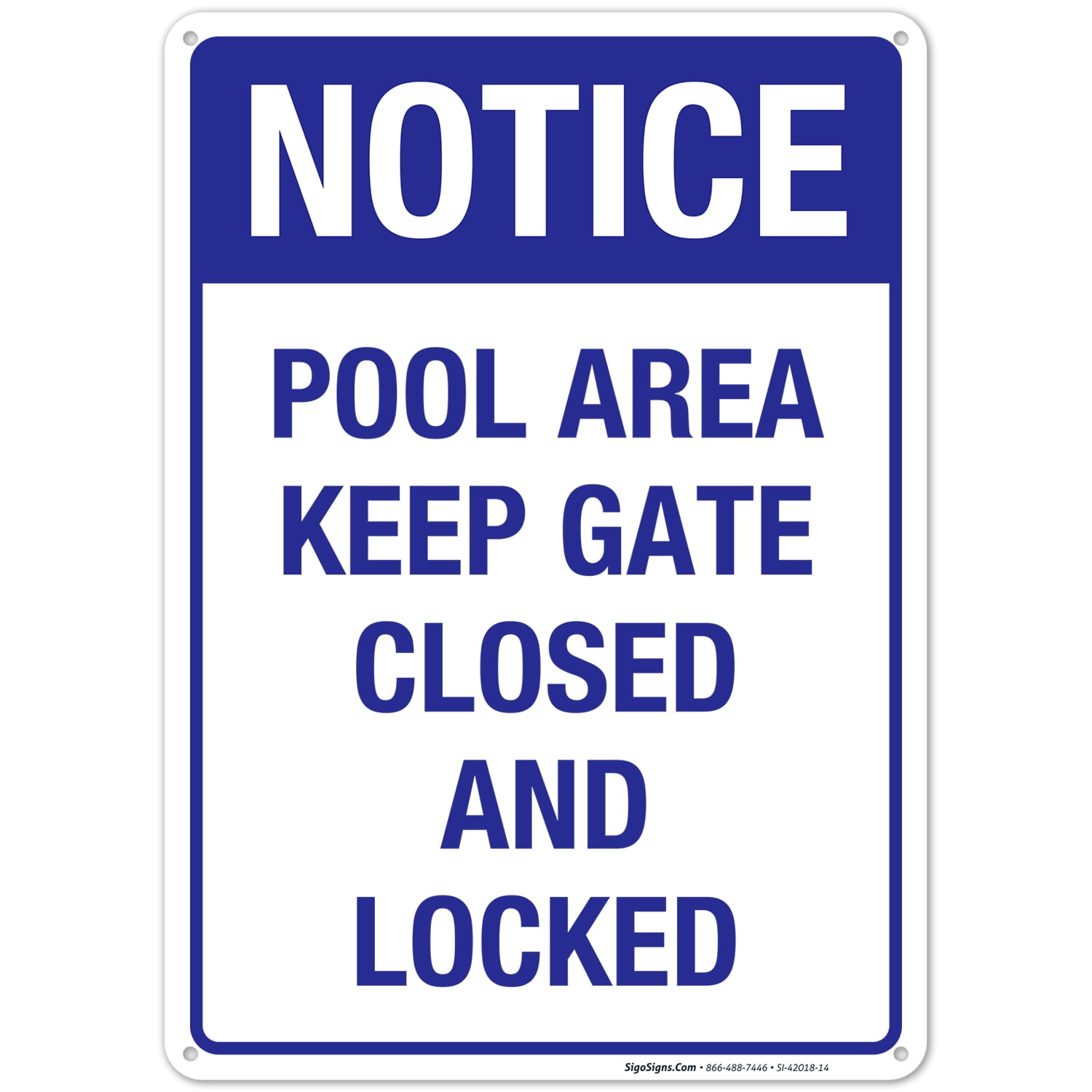 Pool Area Sign, Keep Gate Closed and Locked Sign, Pool Sign, 10x14 ...